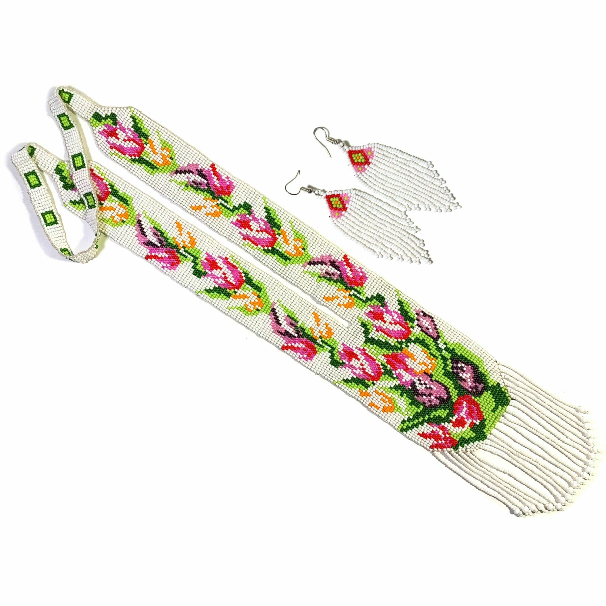 Handmade Leaf Pattern Beaded Necklace Set - Buybeaded-Wholesale