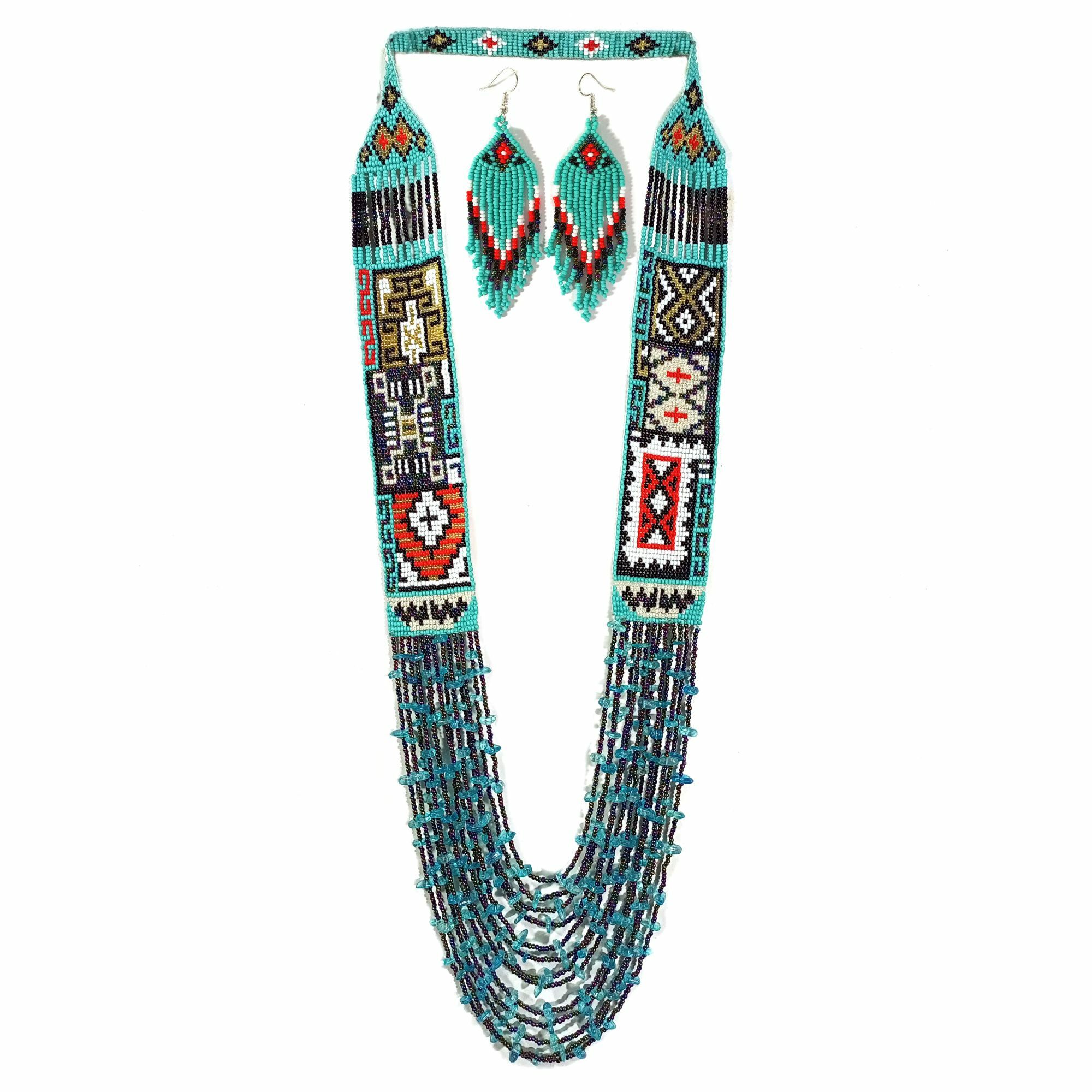 Handmade Native American Style Beaded Layered Necklace Set (Turquoise ...