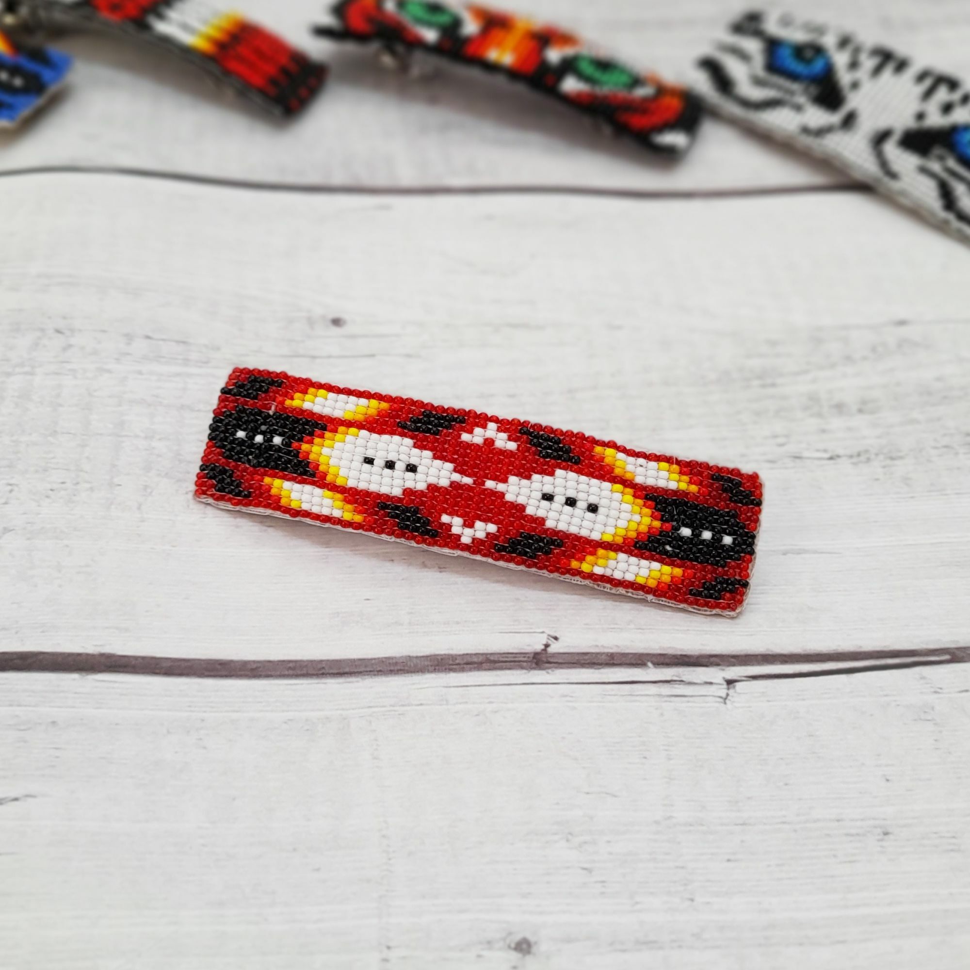 Red-Multicolor Native American Style Beaded Hair Clip - Buybeaded-Wholesale