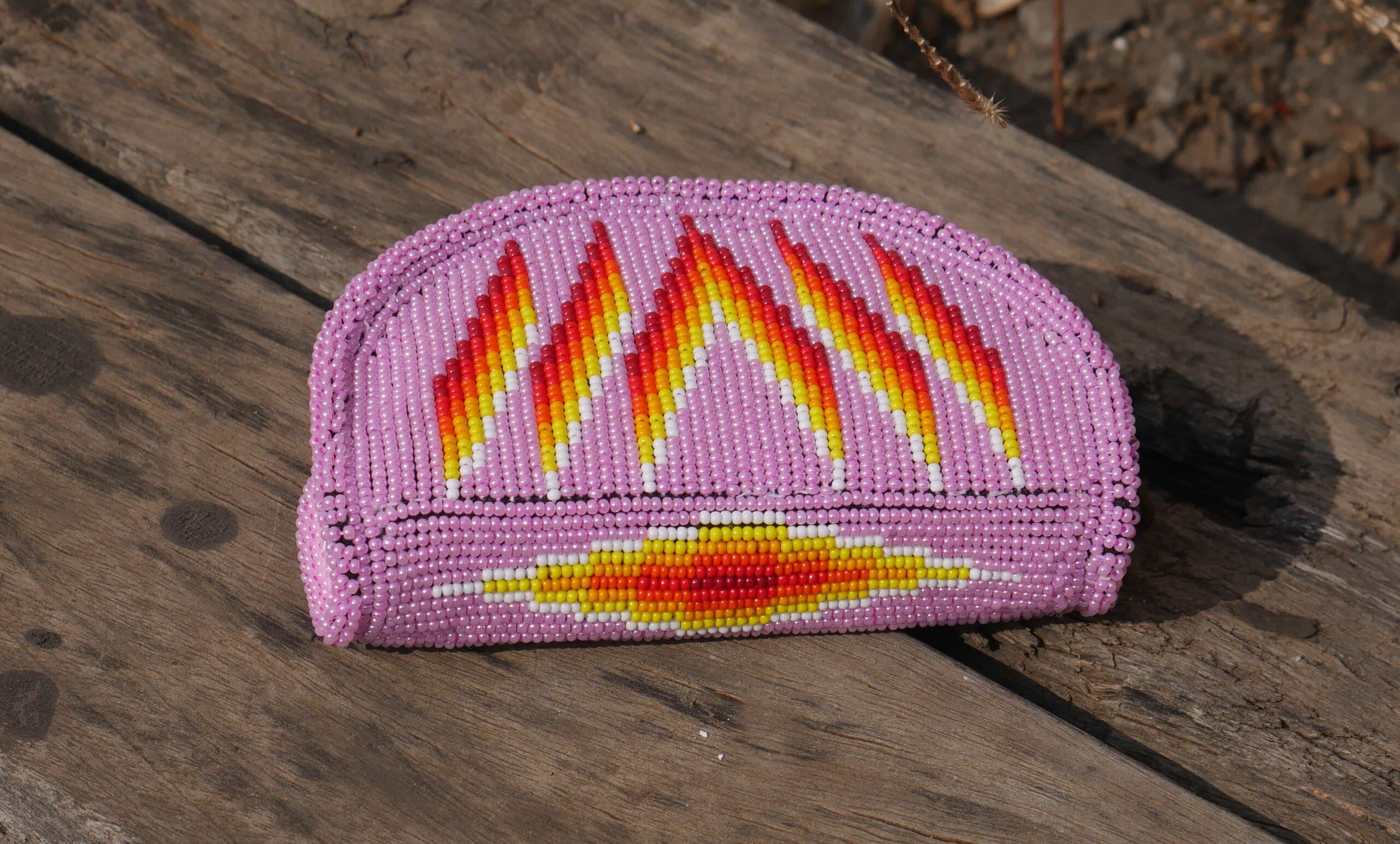 Native American Beaded Change Purse Seed Beads Coin Bag ( Baby Pink ...