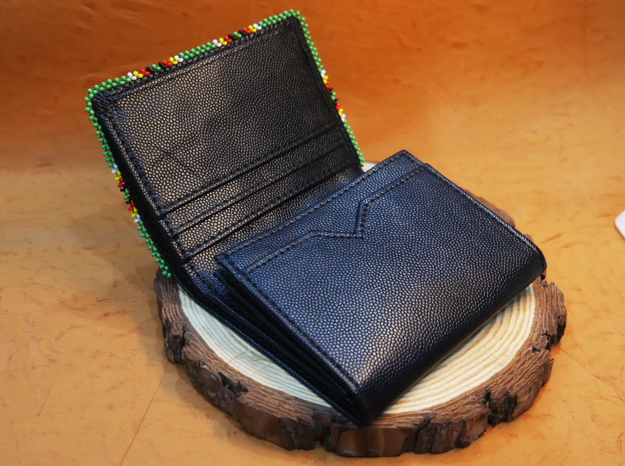 Native Beaded Leather Purse, Coin Purse , Card Holder (Green Skull ...