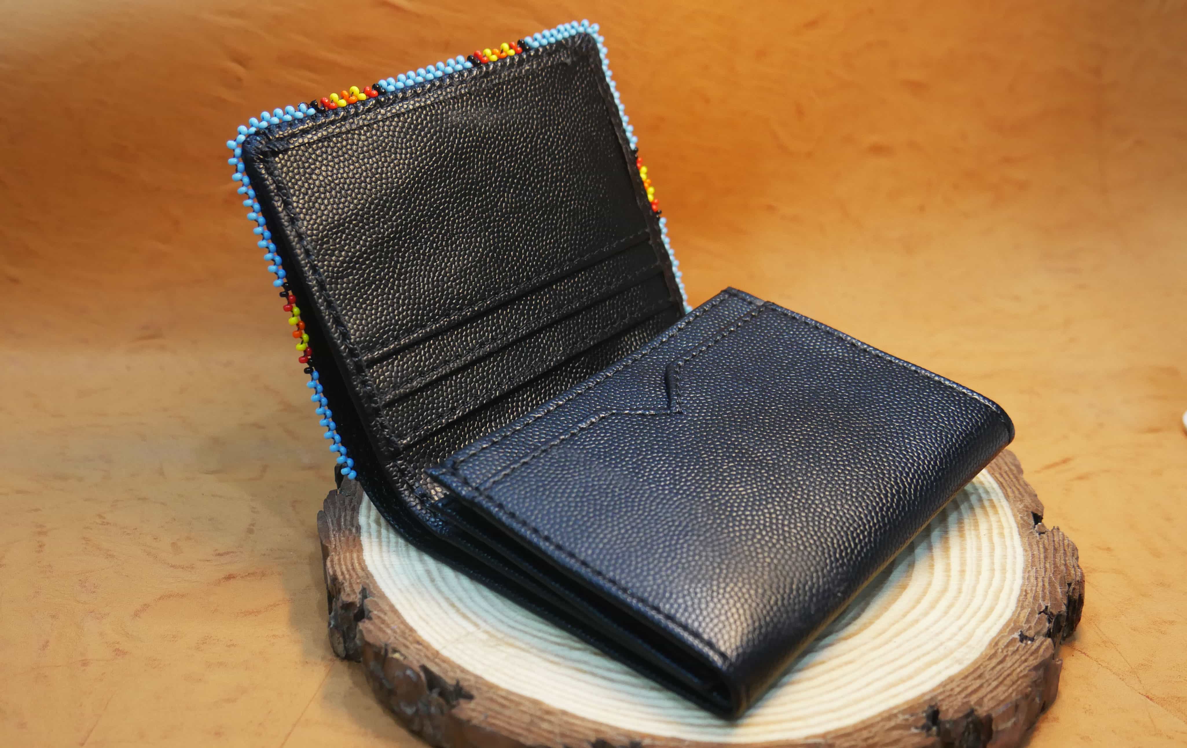 Native Beaded Leather Purse, Coin Purse , Card Holder (Sky-Blue Arrow ...